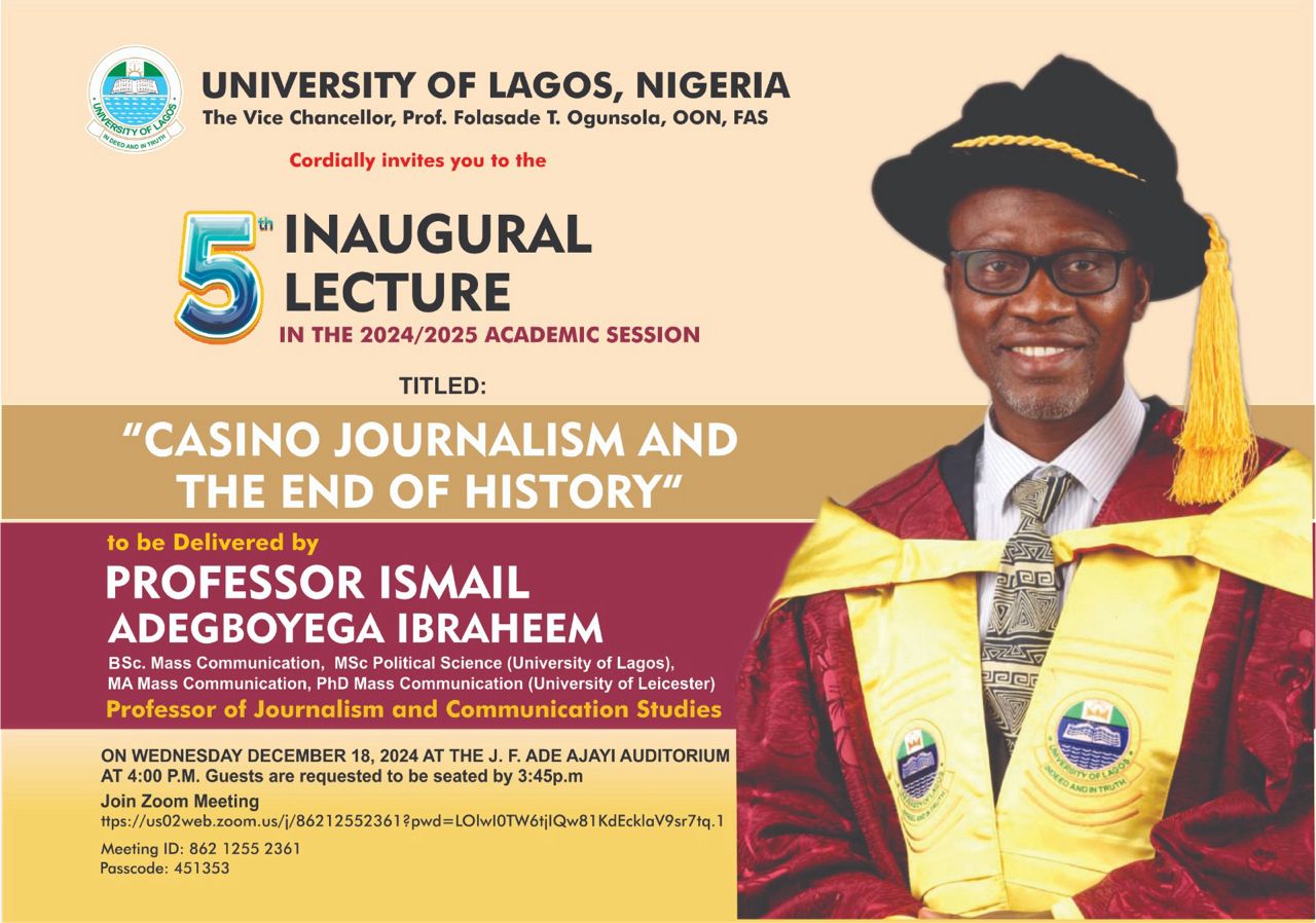 Professor Ibraheem to Deliver Inaugural Lecture at UNILAG - Unilagsun